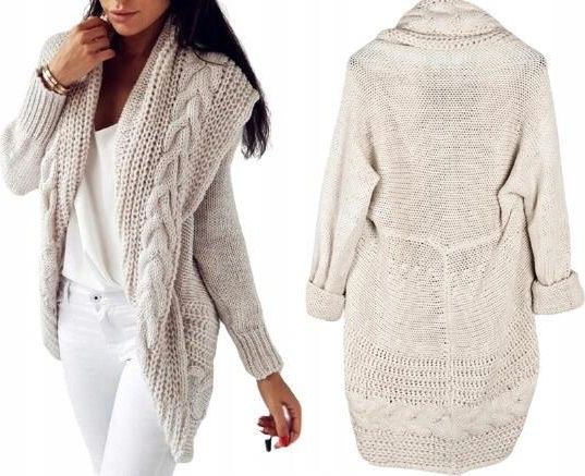 K11 Ciepły Kardigan Narzutka Sweter Warkocz - Ceny i opinie - Ceneo.pl