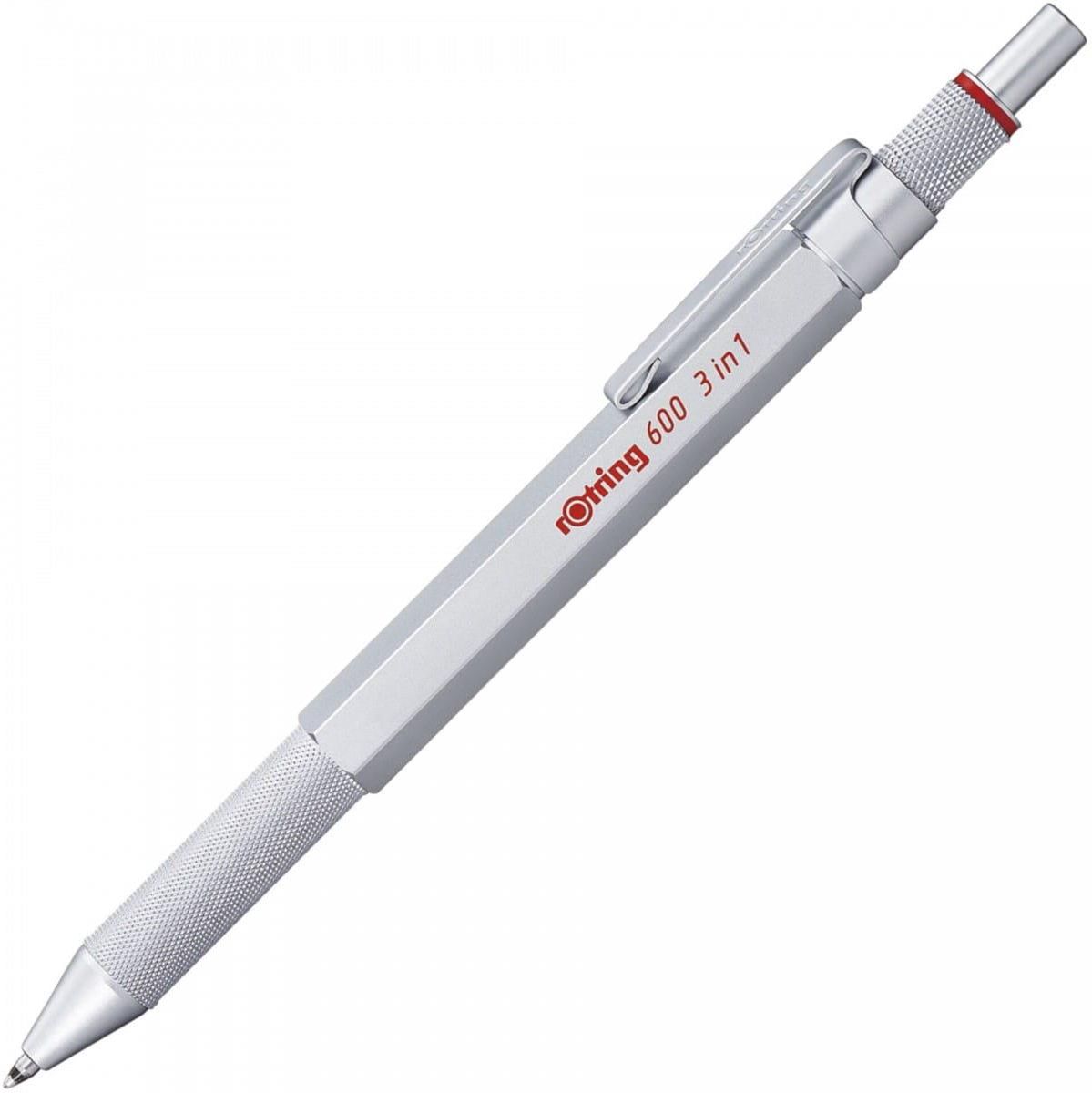 Rotring 600 Multipen 3in1 silver Fine-lead Pen, Ball Pen blue/red ...