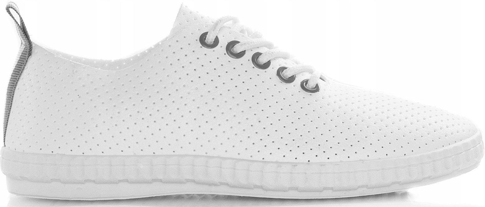 5526 Białe Skórzane Ażurowe Trampki Tenisówki 39 - Ceny i opinie - Ceneo.pl