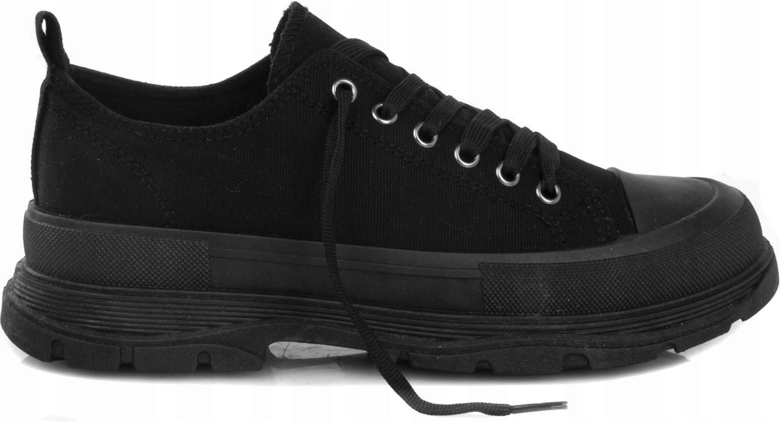 6417 Czarne Niskie Damskie Trampki Platforma 38 - Ceny i opinie - Ceneo.pl