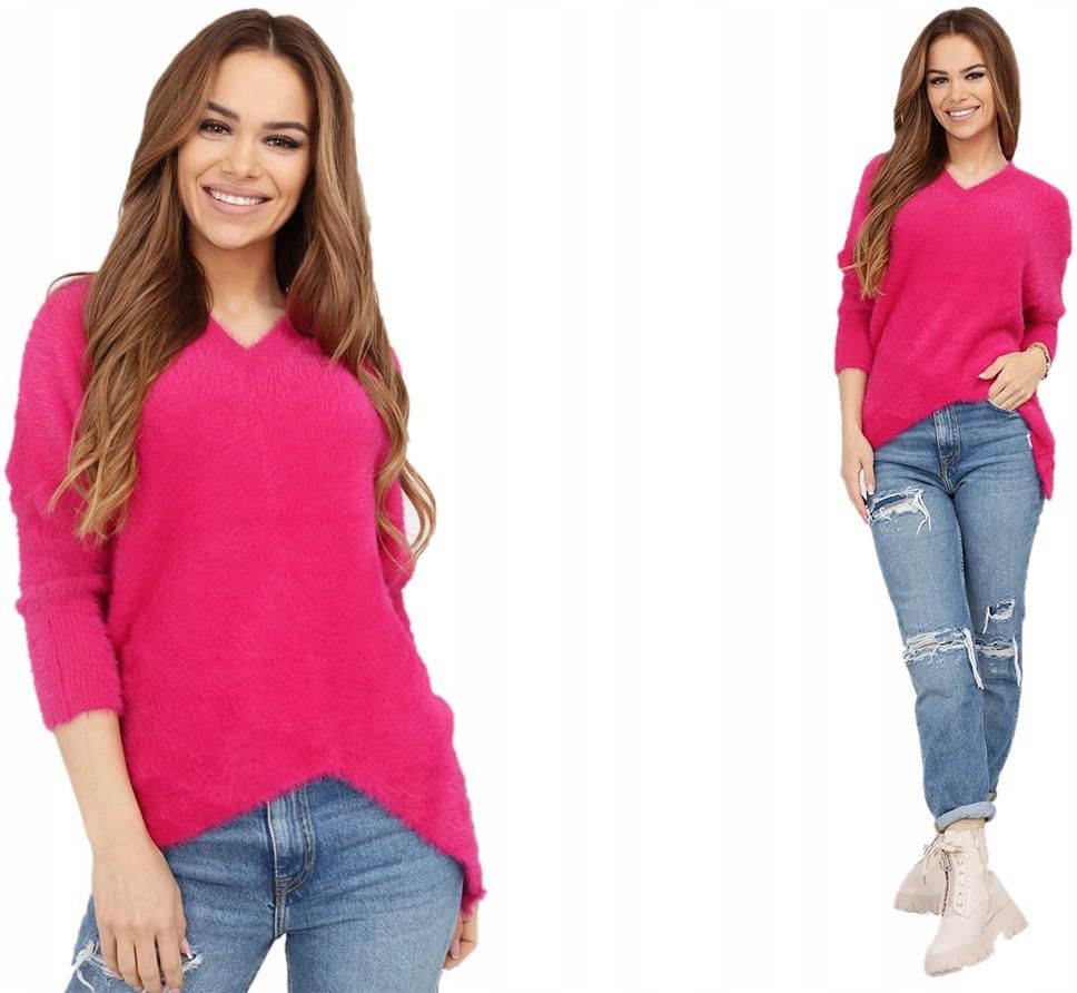 Sweter Sweterek Alpaka Serek Fuksja 2191 - Ceny i opinie - Ceneo.pl