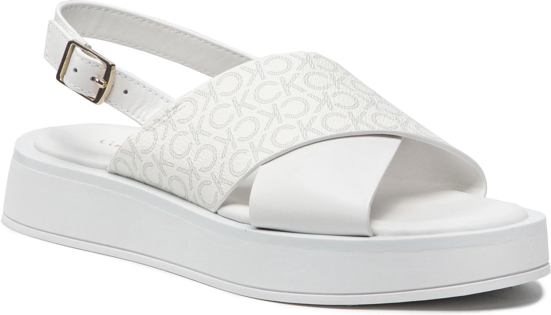 Sandały CALVIN KLEIN - Flatform Sanl Moni Mix HW0HW01138 White Mono Mix ...