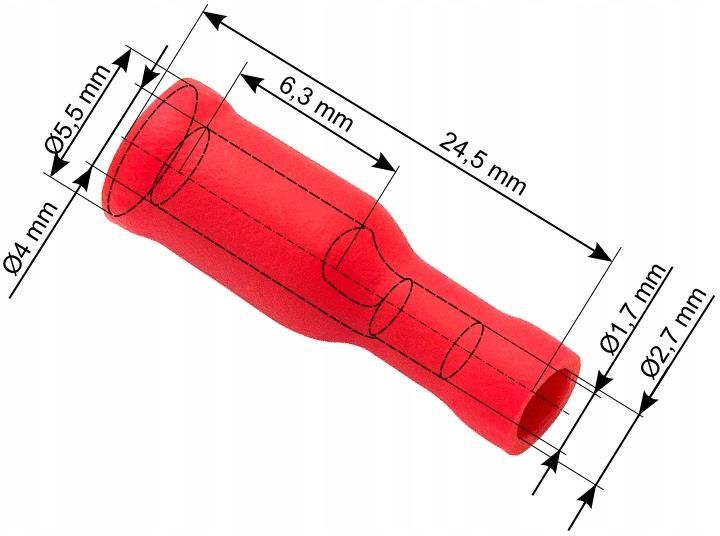 XTREME XTREME KONEKTOR IZOLOWANY GNIAZDO 4/24,5 CZERWONY 4MM (43048 ...