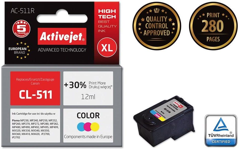 Tusz Activejet Canon CL-511 Kolor AC-511R do drukarki - Opinie i ceny ...