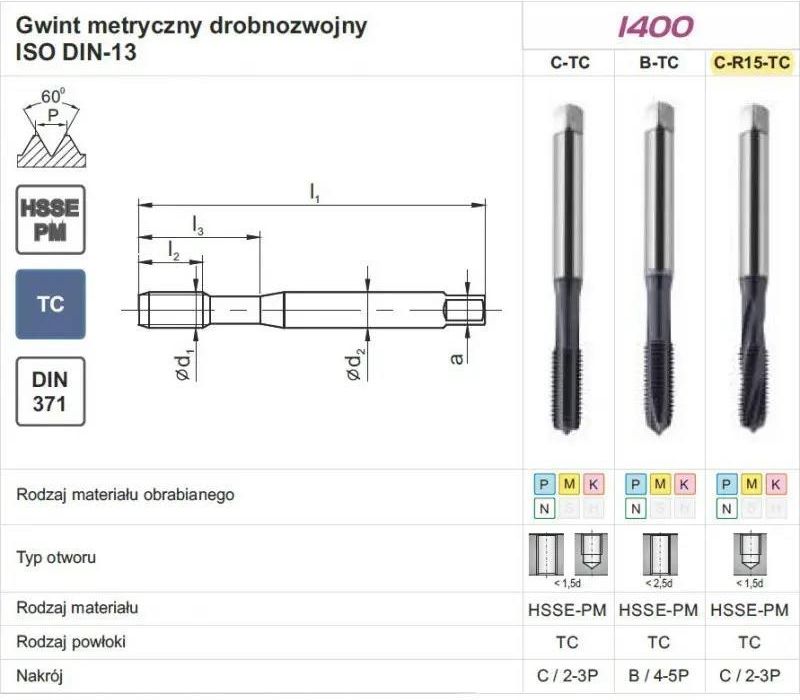 Fanar Gwintownik M10x1 Din371C R15 6Hx HssePm Ticn 1400 C45059010103 - Opinie i ceny na Ceneo.pl