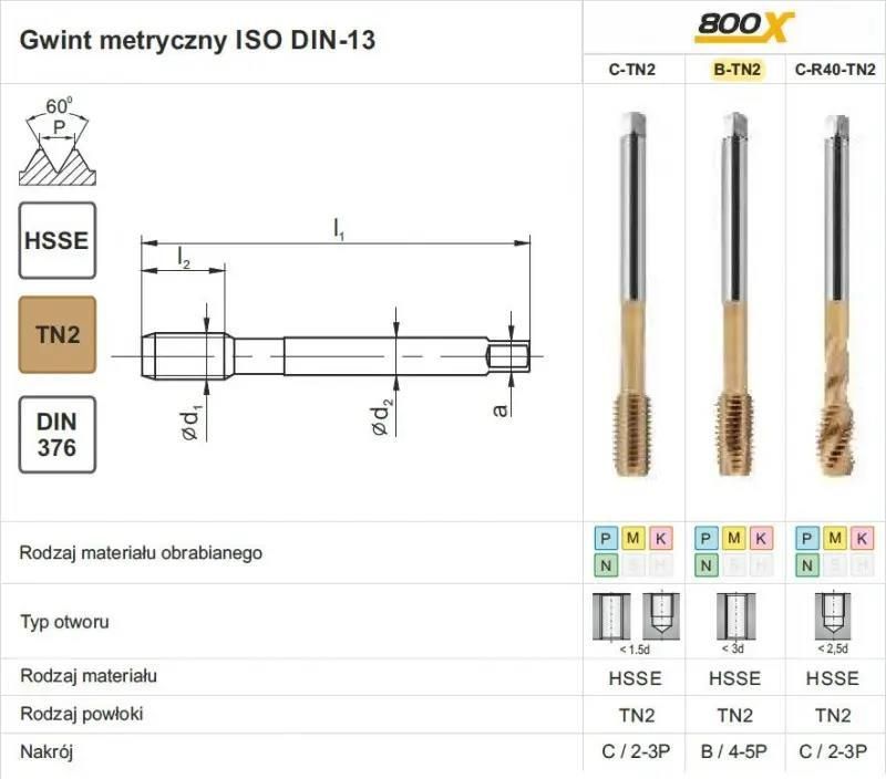Fanar Gwintownik M27 Din376B 6H Hsse Tin 800x D2113x010270 - Opinie i ceny na Ceneo.pl