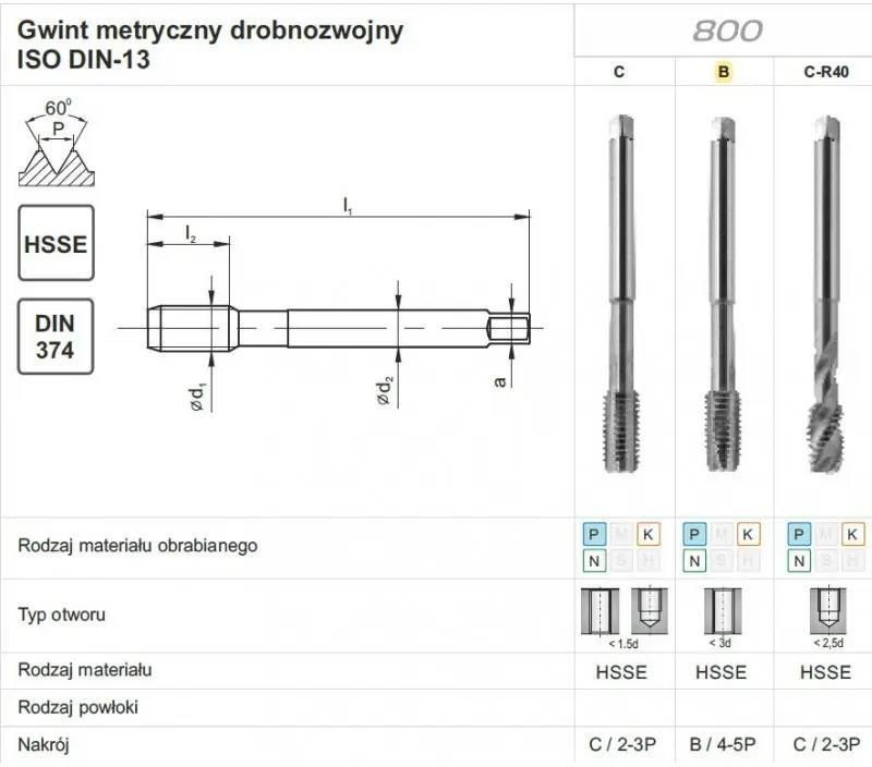 Fanar Gwintownik M32x1,5 Din374B 6H Hsse 800 D21111010325 - Opinie i ceny na Ceneo.pl