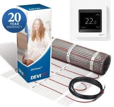 Ogrzewanie podłogowe Devi Dtif Devimat 150T 750W 5,0M2 Devireg Touch Śnieżnobiały 140F0452 ...