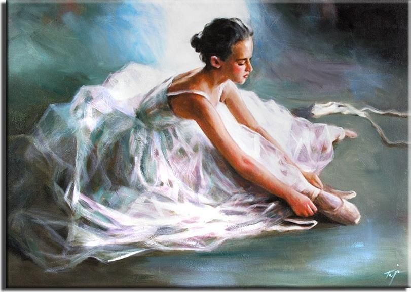 ART-POL OBRAZ BALETNICA W BIAŁEJ SUKNI 50X70CM OBRAZ MALOWANY NA ...