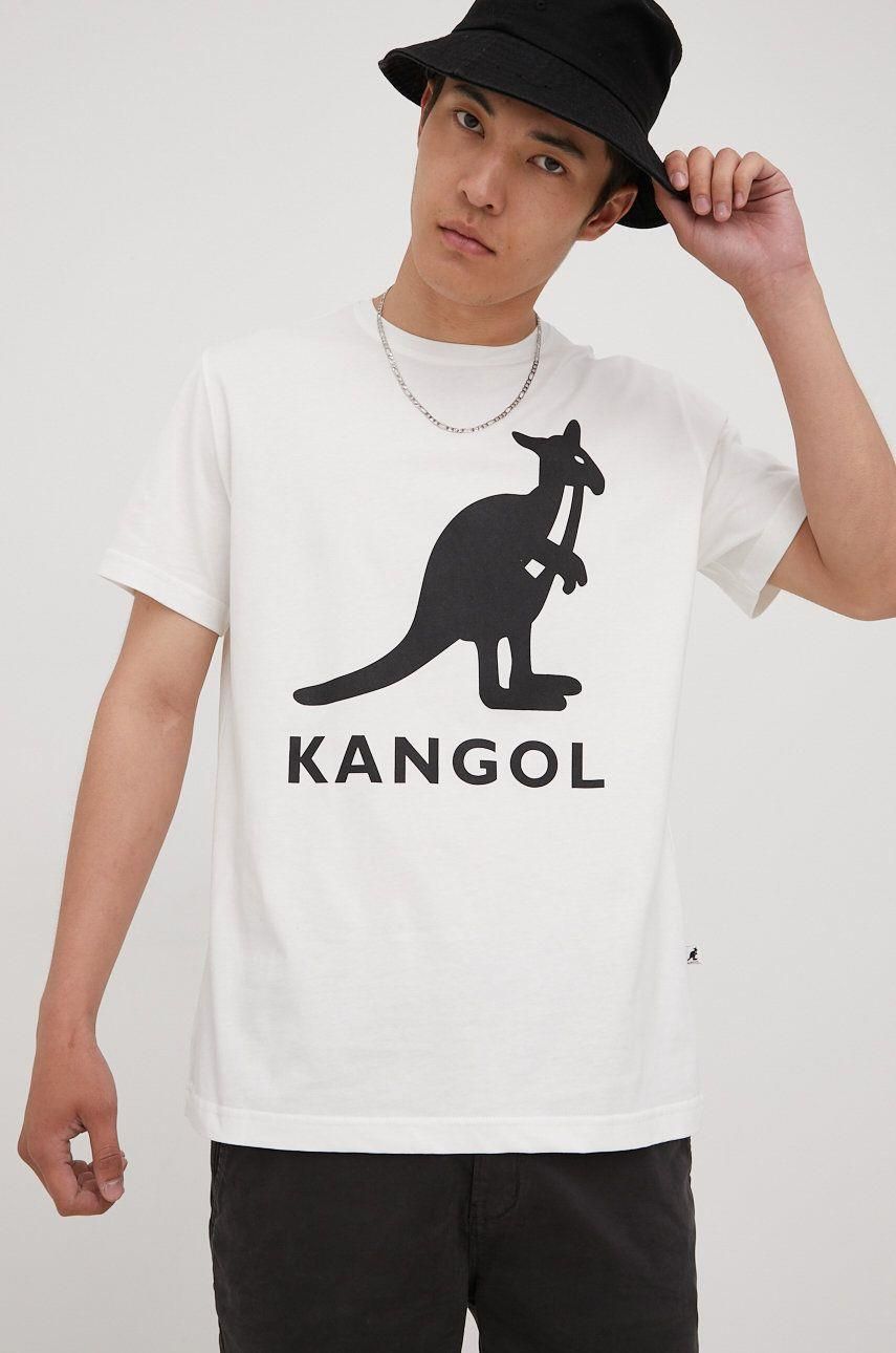 Kangol t-shirt bawełniany kolor beżowy z nadrukiem - Ceny i opinie - Ceneo.pl