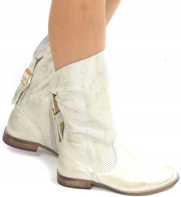 42 Ażurowe Kozaki 202BD3 beżowo złote Botki - Ceny i opinie - Ceneo.pl