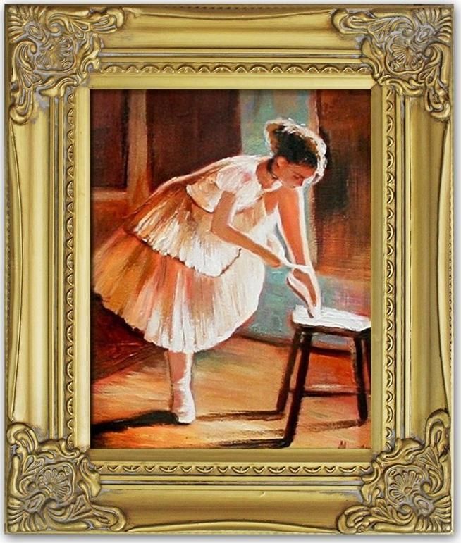 ART-POL OBRAZ BALETNICA 30X35 OBRAZ MALOWANY NA PŁÓTNIE W ZŁOTEJ RAMIE ...