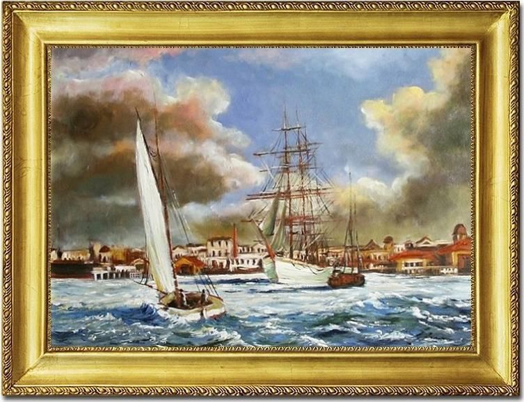 ART-POL OBRAZ OLEJNY RĘCZNIE MALOWANY STATKI NA MORZU 84X64CM - Opinie ...