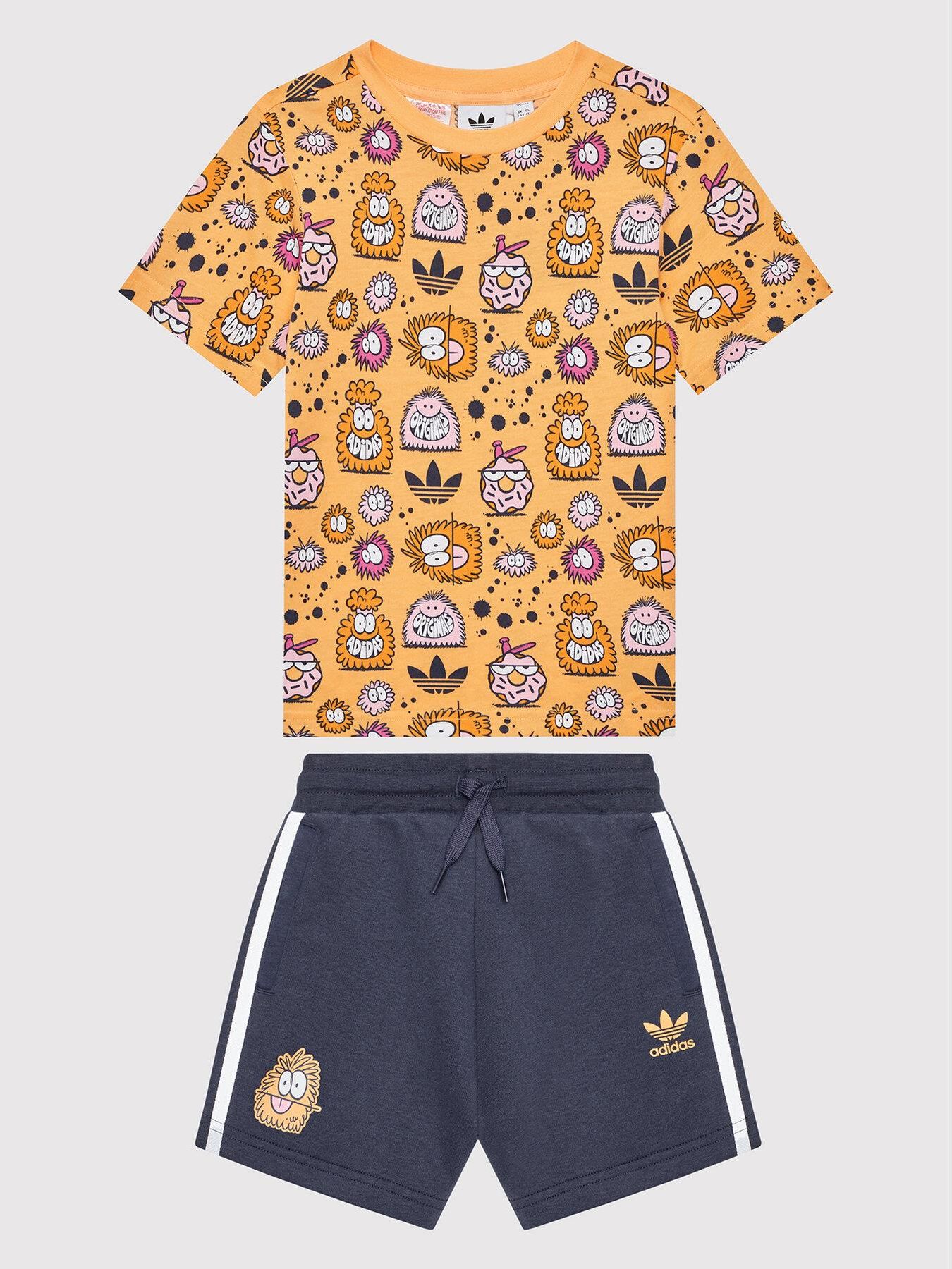 Adidas Komplet t-shirt i spodenki KEVIN LYONS HF7551 Pomarańczowy ...