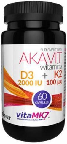 Akavit witamina D3 2000 IU + K2 100 µg 60 kaps - Opinie i ceny na Ceneo.pl