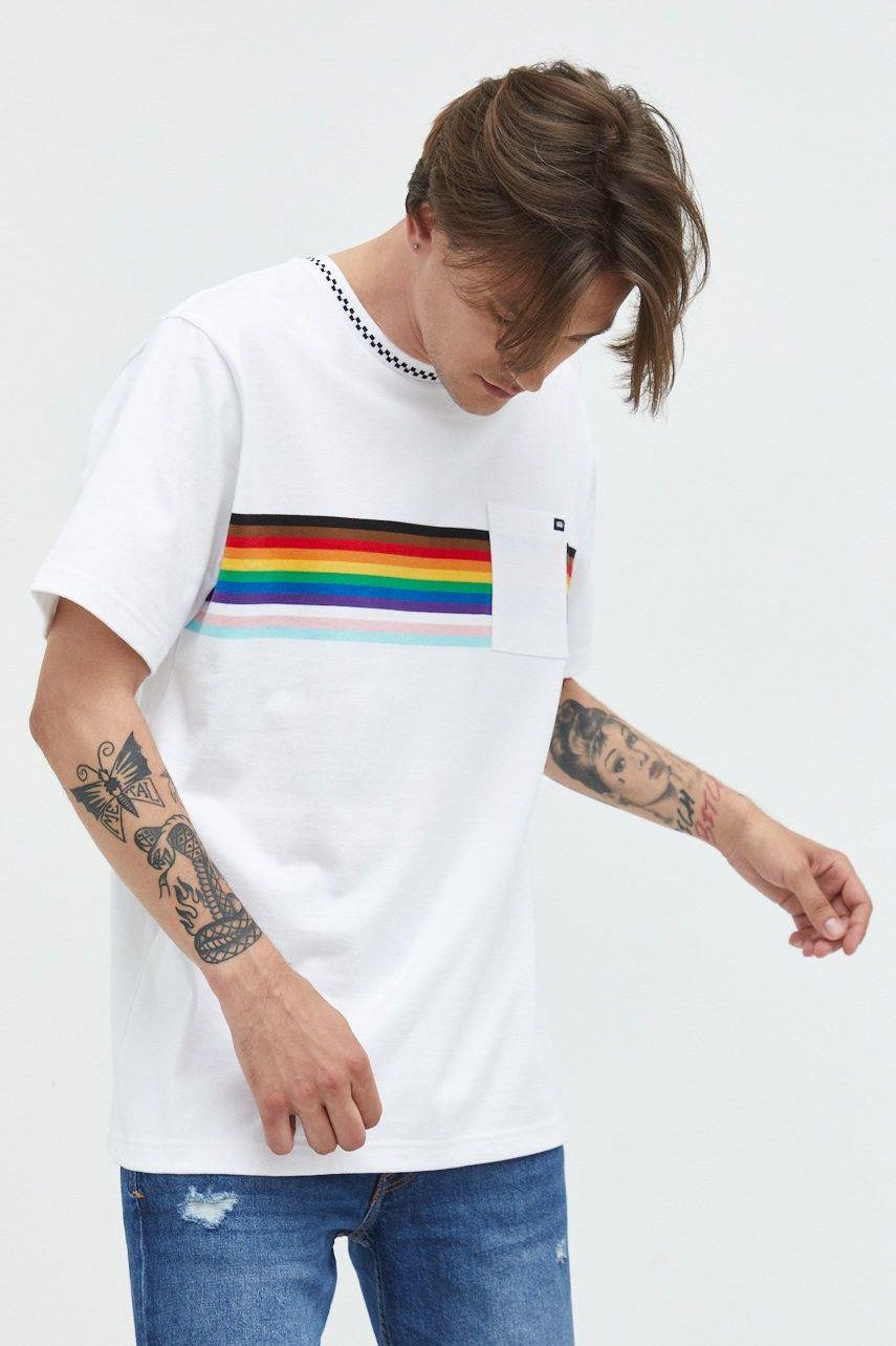 Vans t-shirt bawełniany kolor biały z nadrukiem - Ceny i opinie - Ceneo.pl