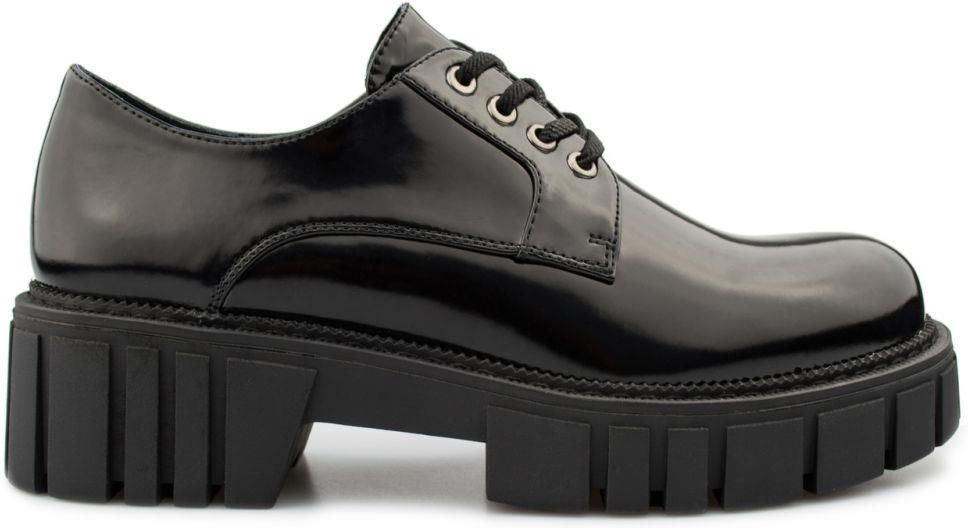 Półbuty na platformie lakierowane wiązane czarne Laura Fiore-37 - Ceny ...