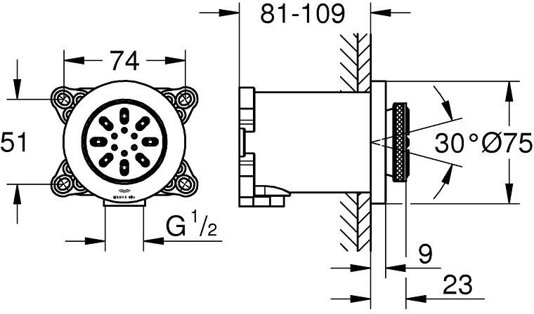 Wylewka Grohe Rainshower Aqua prysznic boczny, 2 strumienie 26801000 ...