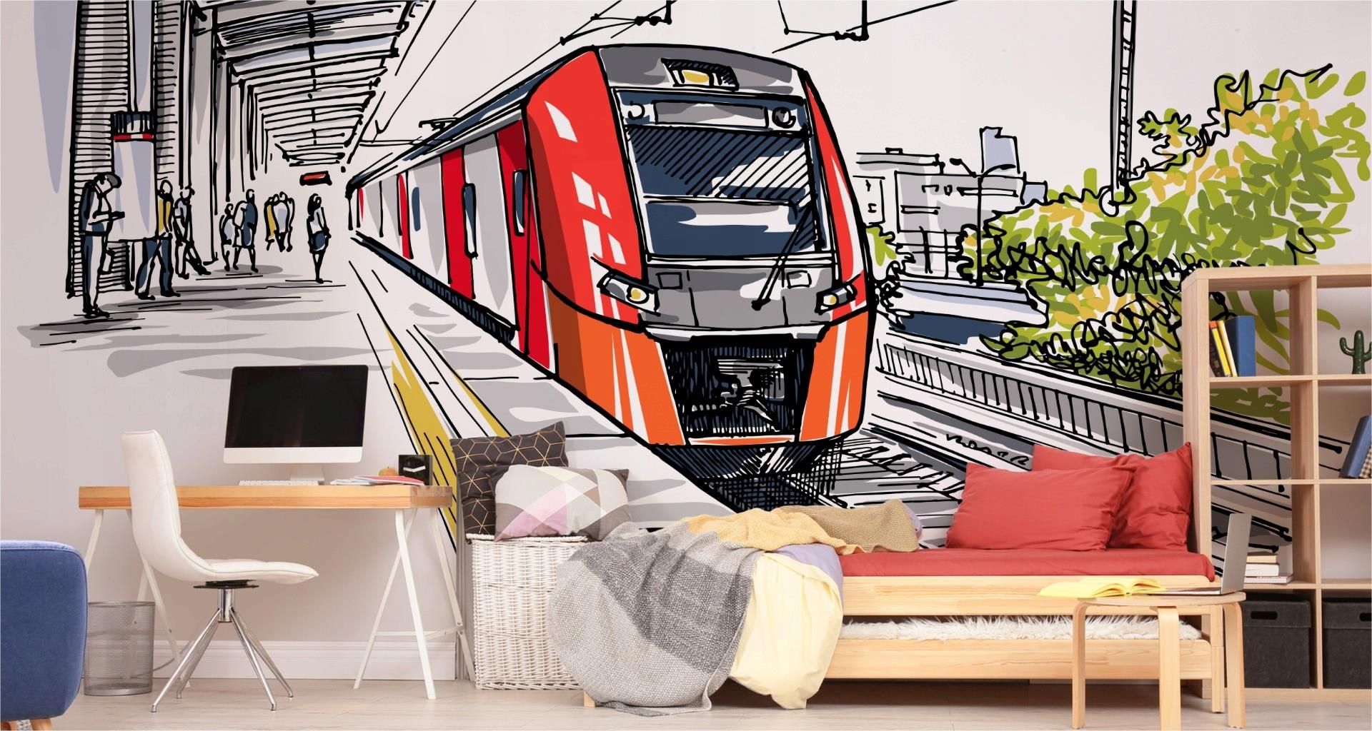 Muralo Fototapeta Dla Młodzieży Rysowany Pociąg 450x300 - Opinie i ceny ...