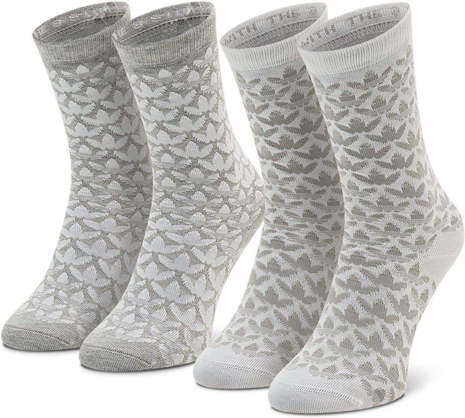 Adidas Zestaw 2 par wysokich skarpet unisex Mono Crew HL9298 Szary ...