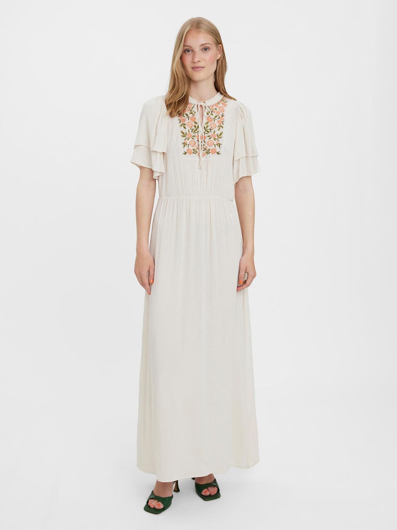 Vero Moda Sukienka letnia Gina 10277291 Beżowy Regular Fit - Ceny i ...