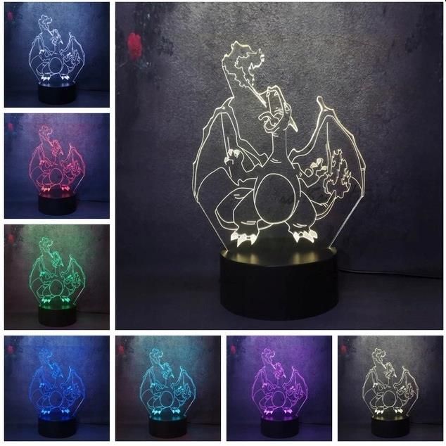 Lampka Nocna 3D Led Pokemon Charizard Imię Grawer - Ceny i opinie ...