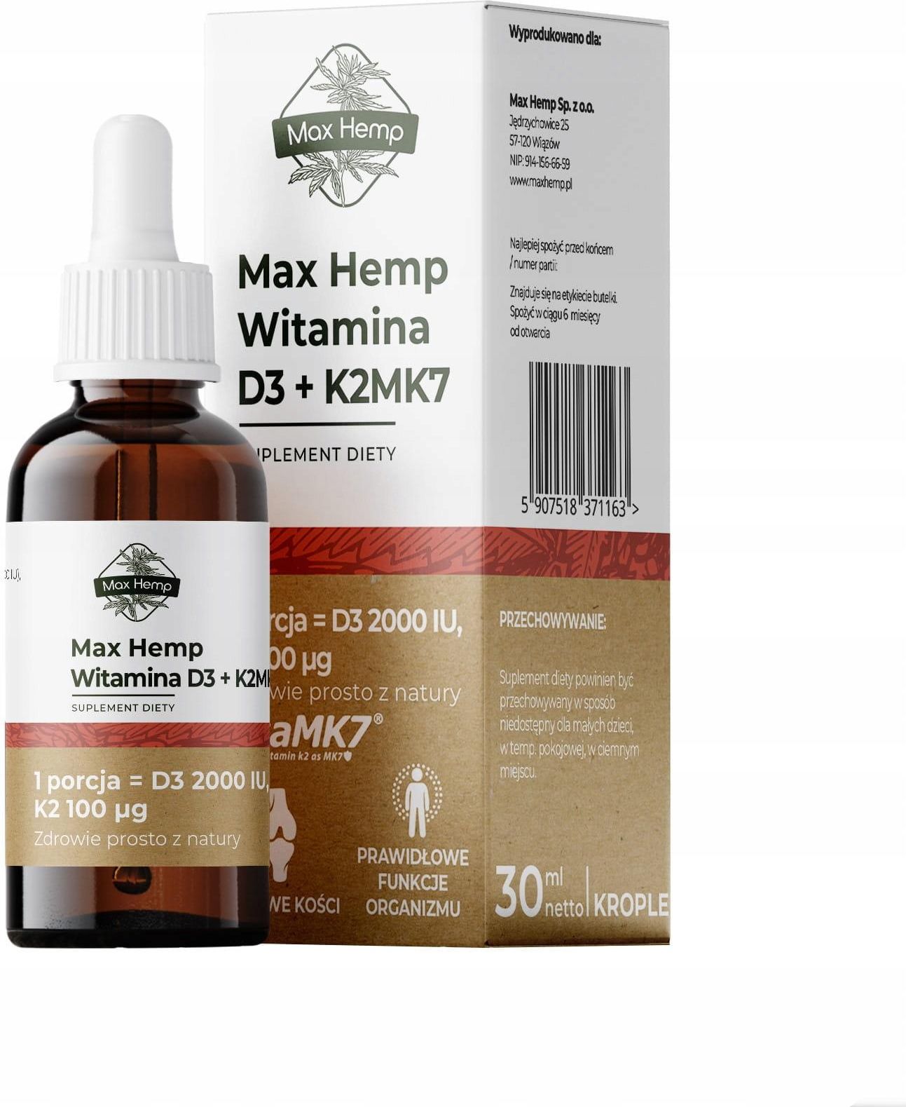 Max Hemp D3 + K2MK7 30ml - Opinie i ceny na Ceneo.pl