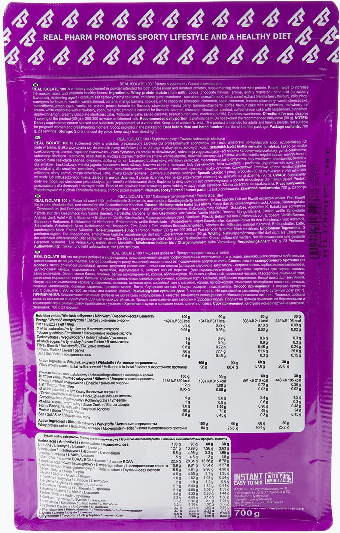 Odżywka białkowa Real Pharm Whey Isolate 700g - Ceny i opinie - Ceneo.pl