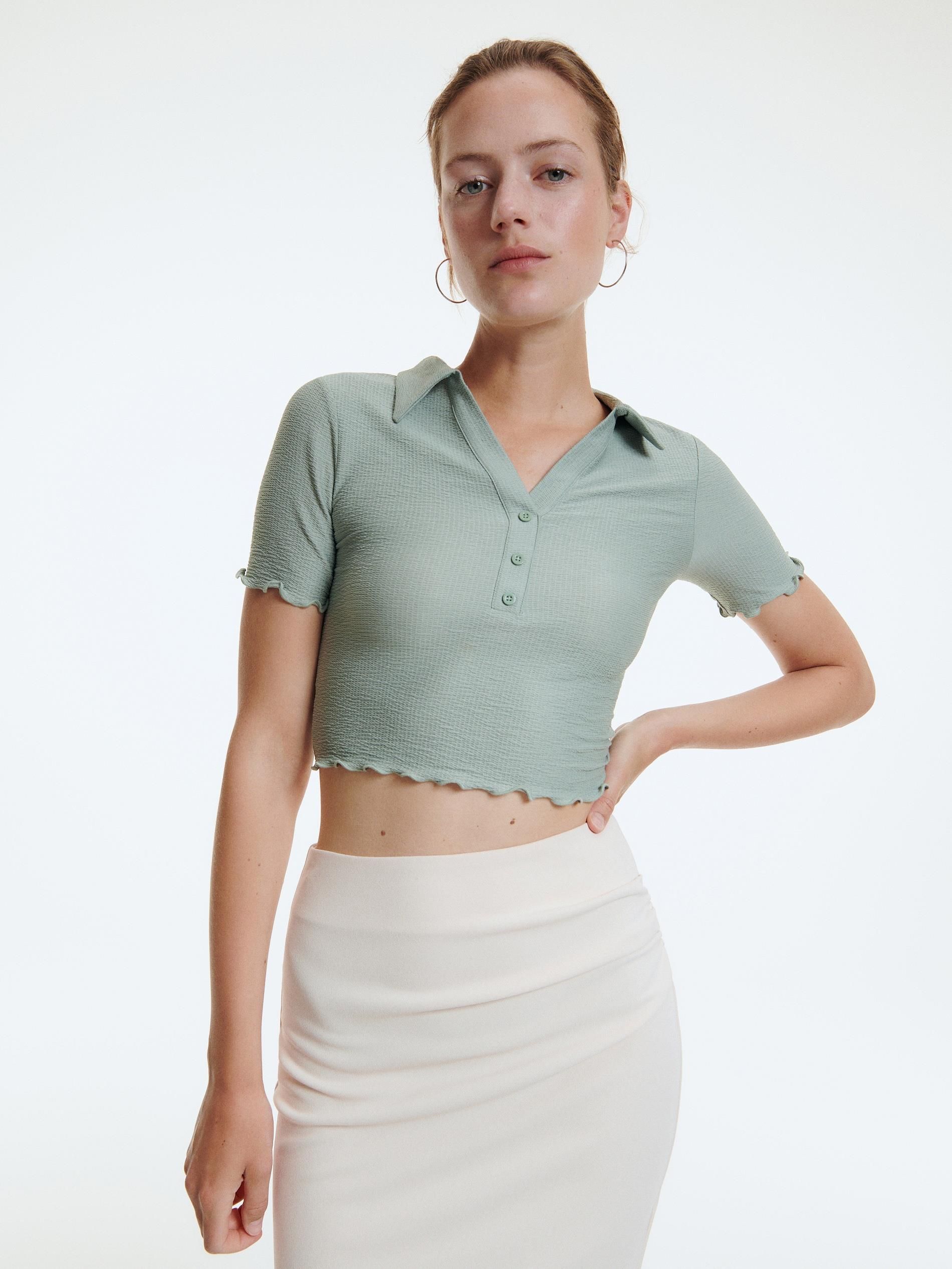 Reserved - Dzianinowy crop top - Zielony - Ceny i opinie - Ceneo.pl