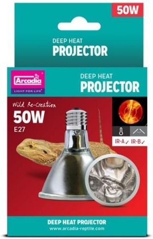 Arcadia Deep Heat Projector Emiter 50W Żarówka Grzewcza do Terrarium ...