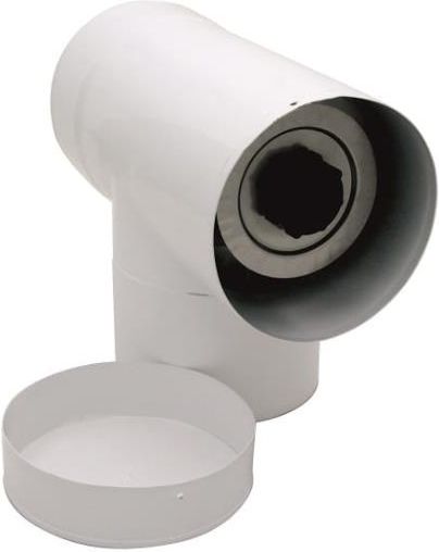 System kominkowy Trójnik Dwuścienny Z Deklem, Białe 60/100 Spiroflex Sx-Tdnv60/100Tdb/Kel ...