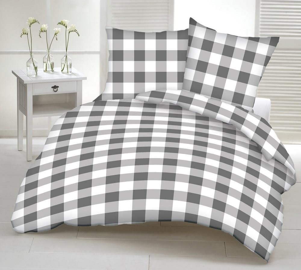 Karo Pościel Z Kory 160X200 171A Szara Biała Kratka Na Guziki ...