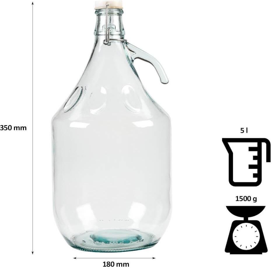 Superbutelki 6X Gąsior 5L Balon, Dama, Butelka Na Wino Z Korkiem - Ceny ...