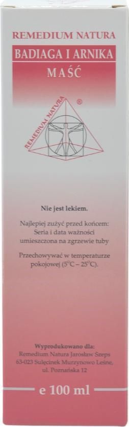 Remedium Natura Arnika I Badiaga Maść Na Siniaki Stłuczenia 75ml ...