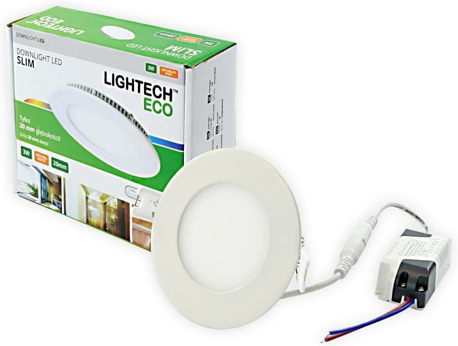 Oprawa LED downlight Slim okrągła 3W 260lm 4000K biała Lightech ...