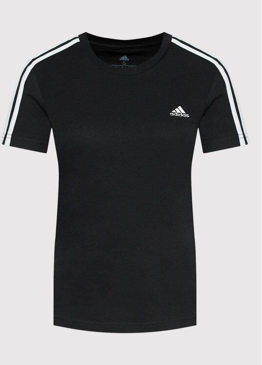 Adidas T-Shirt Loungewear Essentials 3-Stripes GL0784 Czarny Slim Fit ...