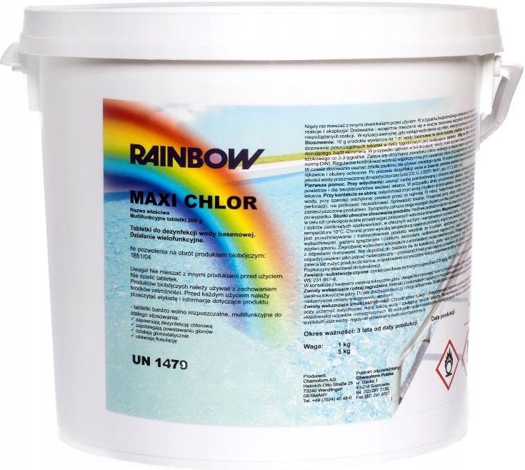 Chlor Multi Tabletki 200g Maxi Chlor Rainbow 5 kg - Ceny i opinie ...