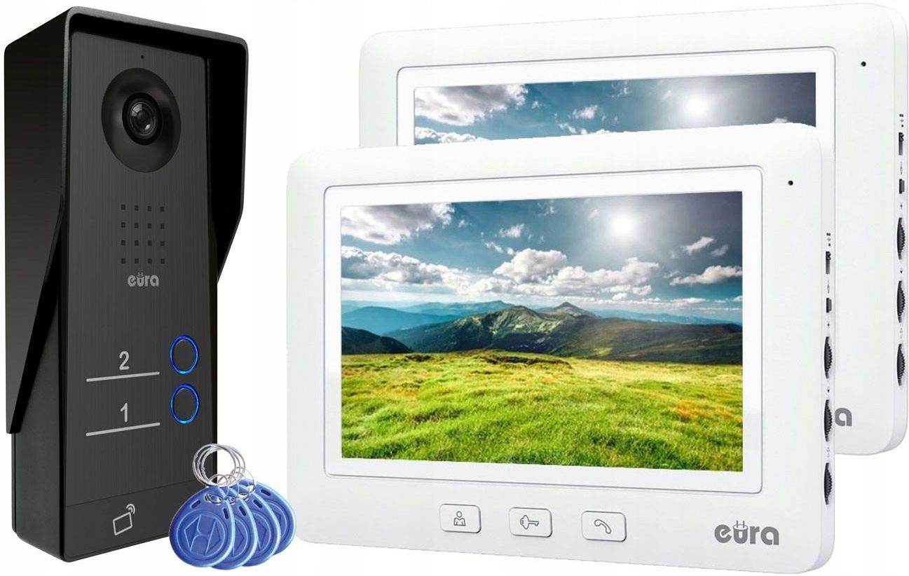 Videofon Eura WIDEODOMOFON DWURODZ EURA 2x VDA-45A3 + VDA-92A3 2x biały ...