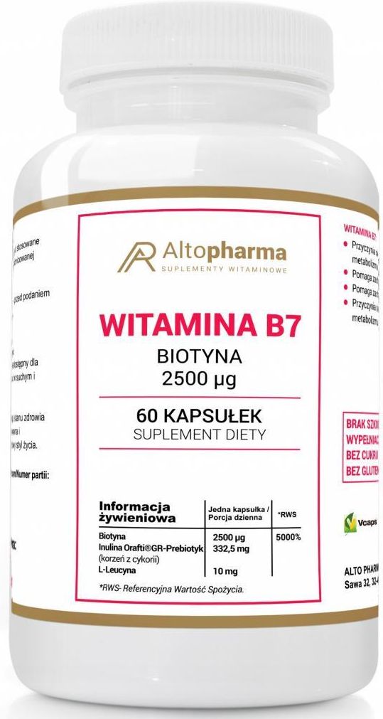 Altopharma Witamina B7 (H) Biotyna 2500Ug Wege 60 Kaps - Opinie i ceny ...