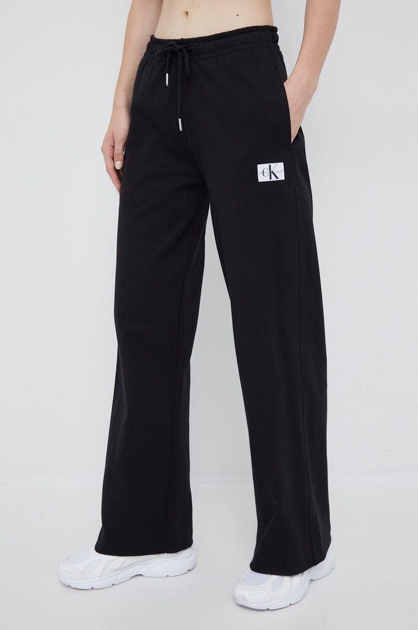Calvin Klein Jeans Spodnie Dresowe Bawełniane Damskie Kolor Czarny