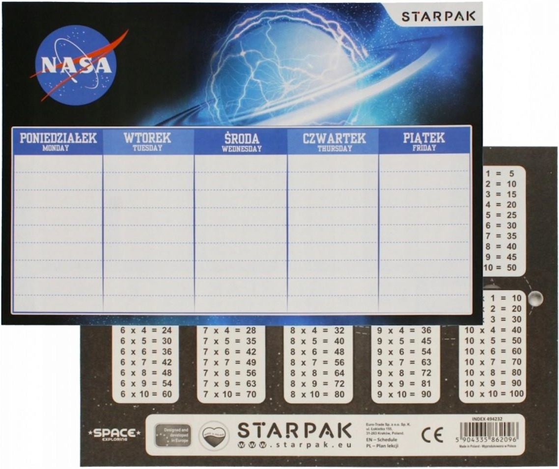 Starpak Plan Lekcji Z Tabliczką Mnożenia A5 Nasa - Ceny i opinie - Ceneo.pl