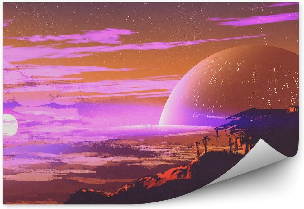 Fototapety.Pl Stary Dom Planeta Księżyc Gwiazdy Przestrzeń Kosmiczna Obrazek Fototapeta ...