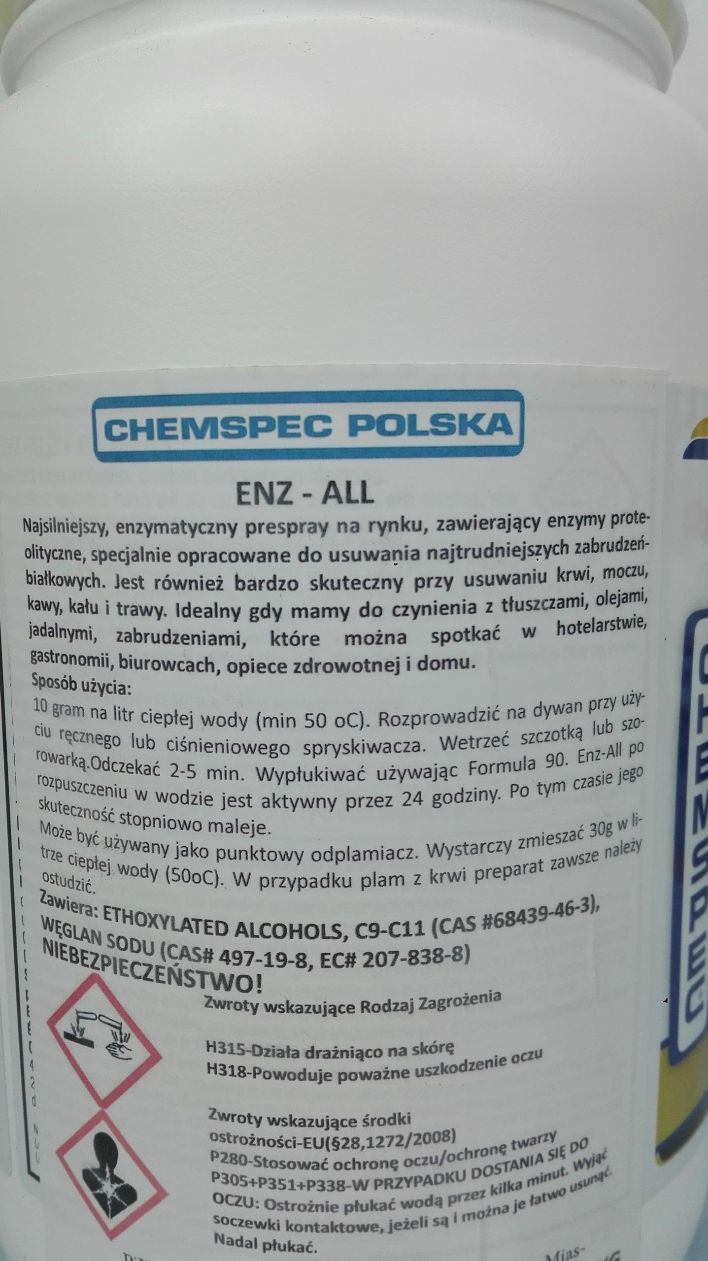 Chemspec Enz All 250G Prespray Enzymatyczny Pr4 - Opinie i atrakcyjne ceny na Ceneo.pl