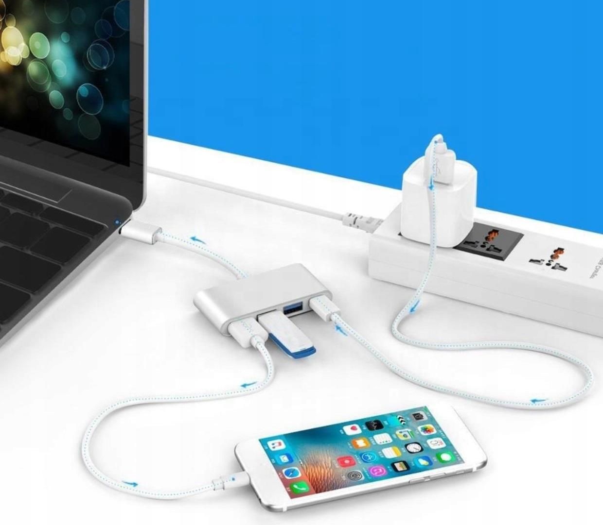 Hub USB Hub Usb-c Adapter 3x Usb 3.0 Power Delivery Pd - Opinie i ceny ...