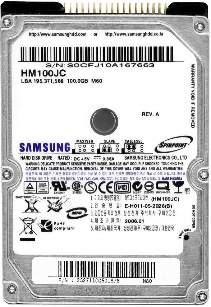 Dysk twardy Samsung 100GB ATA-6 Hard Drive (HM100JC) - Opinie i ceny na ...
