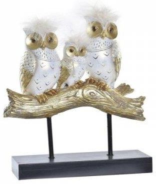 Dkd Home Decor Figurka Dekoracyjna Pień Sowy Czarny Złoty Biały Żywica ...