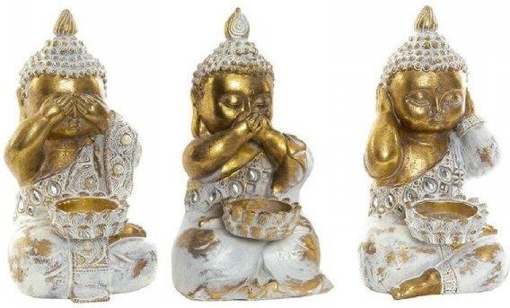 Dkd Home Decor Figurka Dekoracyjna Żywica Budda (3 Pcs) (16X9X10 Cm ...