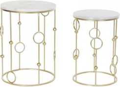 Dkd Home Decor Komplet 2 Stolików Złoty Metal Biały Marmur (40 5X40 ...