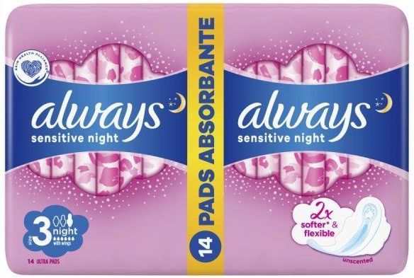 Procter & Gamble Podpaski Always Ultra Sensitive Night Rozmiar 3 2 X 7 ...