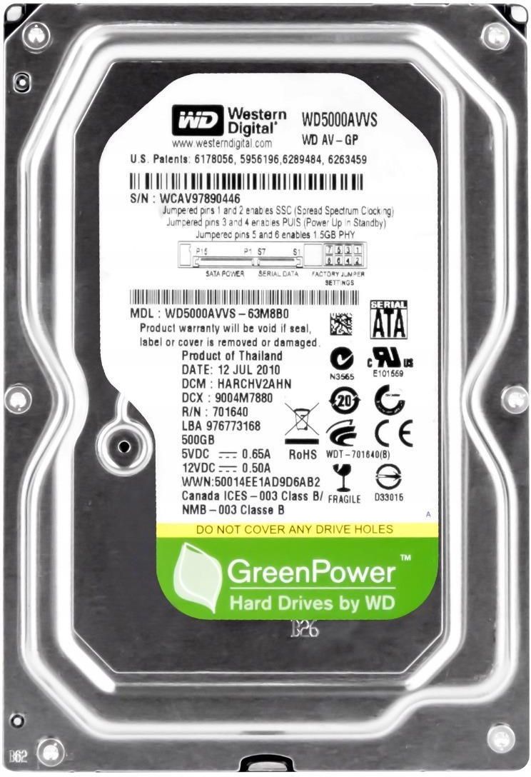 Dysk twardy WD AV-GP 500GB (WD5000AVVS-20PK) - Opinie i ceny na Ceneo.pl